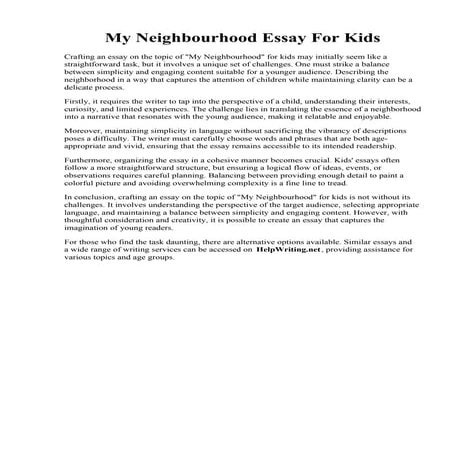 My Neighbourhood Essay For Kids. Our Neighbourhood Worksheet II for ...
