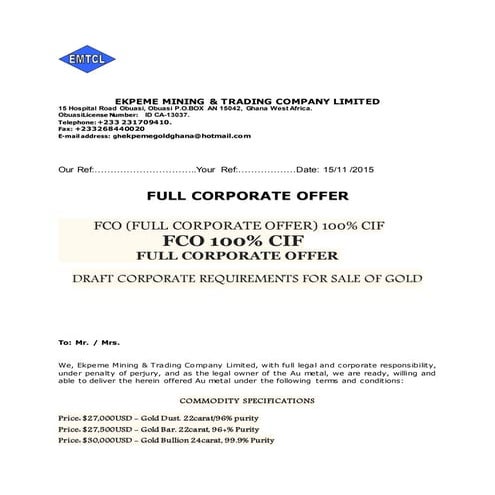 My new fco today | DOCX | Commodities | Economy