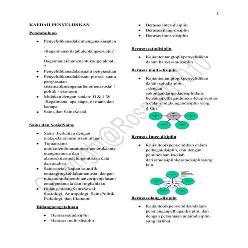 RINGKASAN NOTA KAEDAH PENYELIDIKAN | DOCX