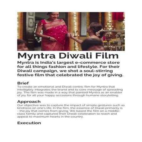 Myntra Diwali Ad Campaign Case Study | Purpose Studios | PDF