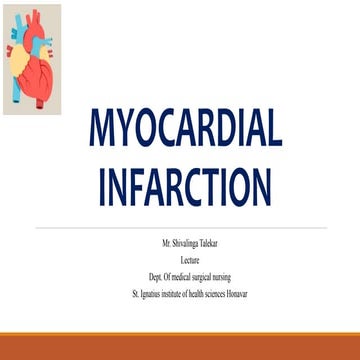 Nursing management of cardiovascular disorder. Myocardial infraction | PPTX