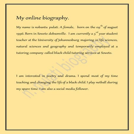 My online biography | PDF