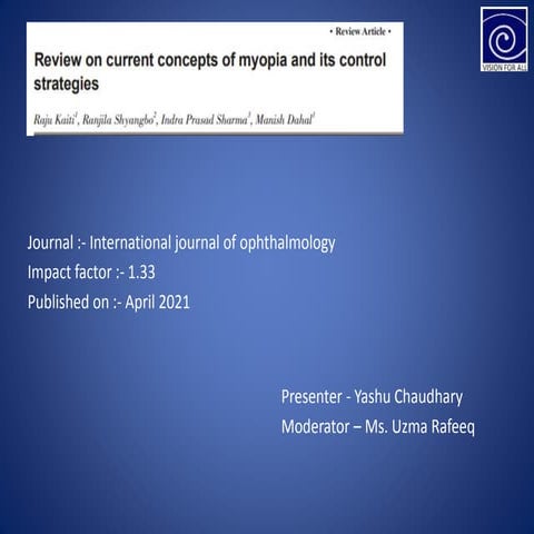 Myopia classification ,prevalence , pathological myopia & its control ...