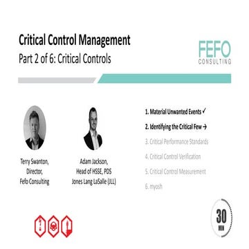 Part 2 - Critical Controls: How to identify the critical few | PDF