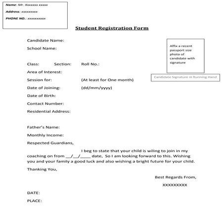 Tuition Student Registration | DOCX