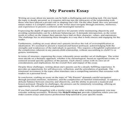 My Parents Essay. The College at Brockport | PDF