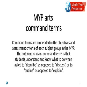 myp ARTS CLASS command terms for the Middle years programme | PPT