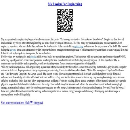My Passion For Engineering | PDF