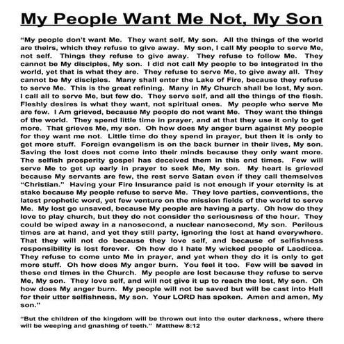 My People Want Me Not, My Son Prophetic Word | DOCX