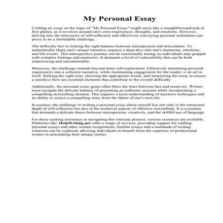 My Personal Essay | PDF