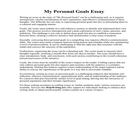 My Personal Goals Essay | PDF