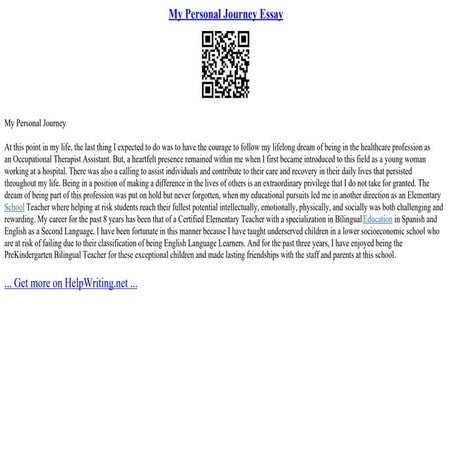 My Personal Journey Essay | PPT