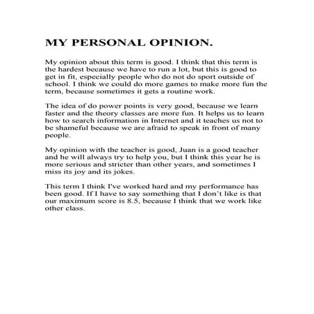 My personal opinion | DOC