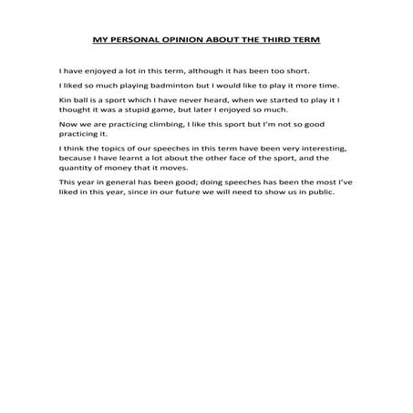 My personal opinion | DOC