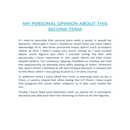 My personal opinion | DOC
