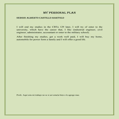 My personal plan | DOCX
