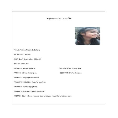 My personal profile | DOCX