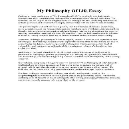 My Philosophy Of Life Essay. Essay on philosophy in life | PDF