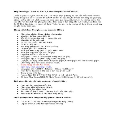 Máy photocopy canon ir 2204 n | DOCX