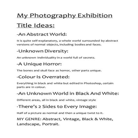 My photography exhibition | DOCX