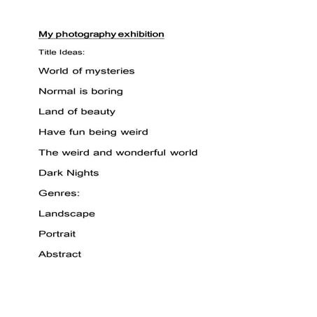 My photography exhibition | DOCX