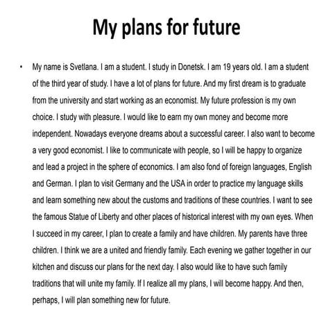 My plans for future | PPT