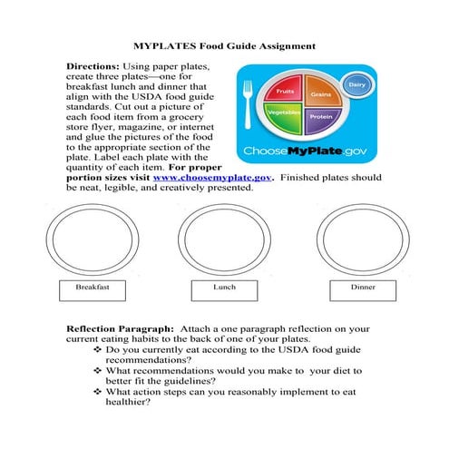 Myplates food-guide-assignment | DOC | Food & Drink
