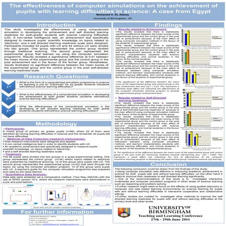 A poster presented in teaching and learning conference, University of ...