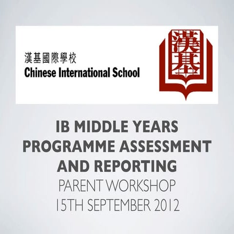 MYP Assessment Workshop for Parents | KEY