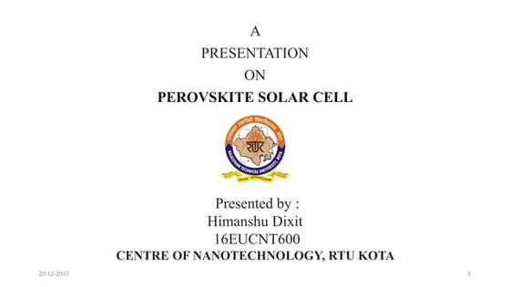 Presentation on Perovskite Solar Cell. | PPTX | Physics | Science