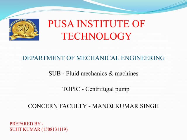 Pumps and Types of Pump- Fluid Mechanics | PPTX