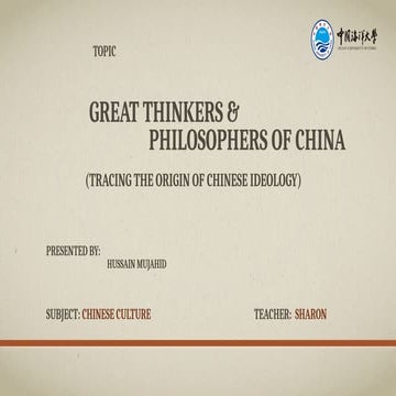 Great Thinkers and Philosophers of China | PPTX