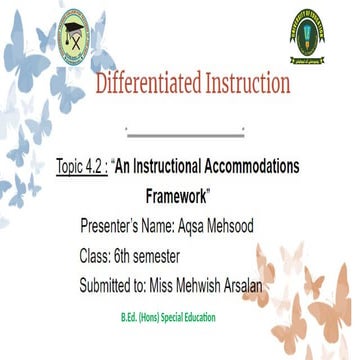 Instructional Accommodations Framework: Differentiated Instructions | PPTX