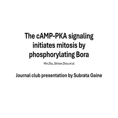 The cAMP PKA signalling initiates mitosis by phosphorylating bora | PDF