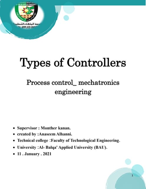 P, PI AND PID CONTROLLER | PPTX | Technology & Computing