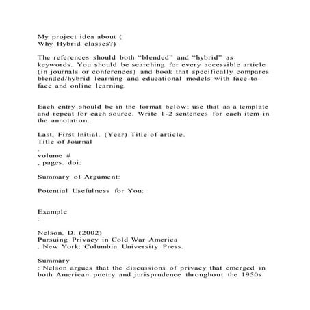 My project idea about ( Why Hybrid classes)The references sho | PDF