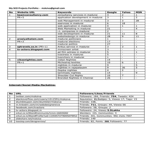 My projects portfolio seo, smm | PDF