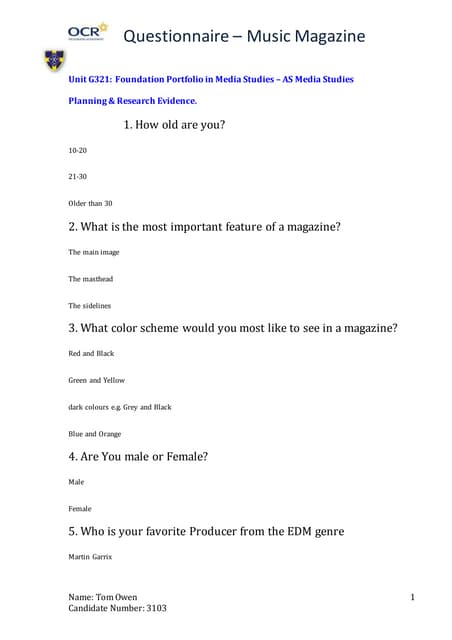 Questionnaire | DOCX