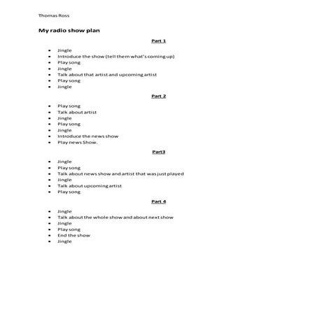 My radio show plan | DOCX