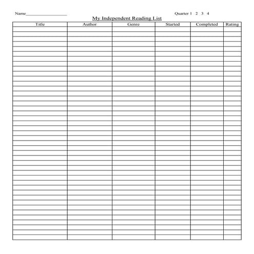 My reading list | DOCX