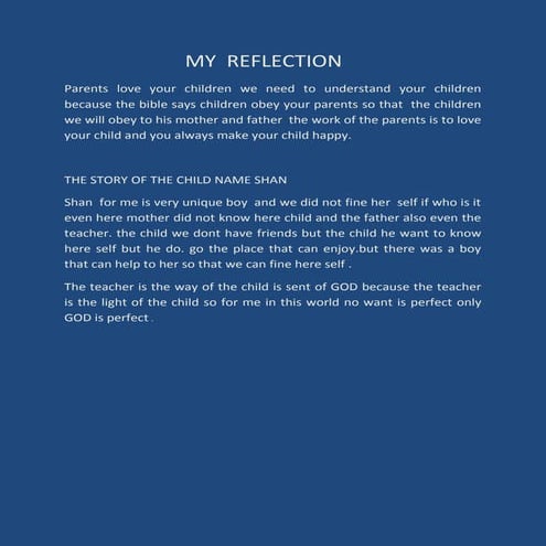 My reflection | DOCX | Parenting Children Aged 4-11 | Parenting