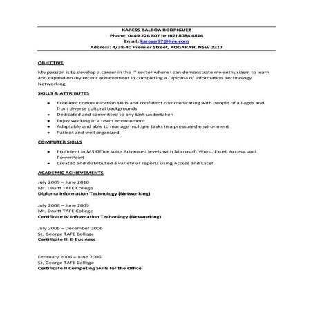 resume for OJT | DOCX
