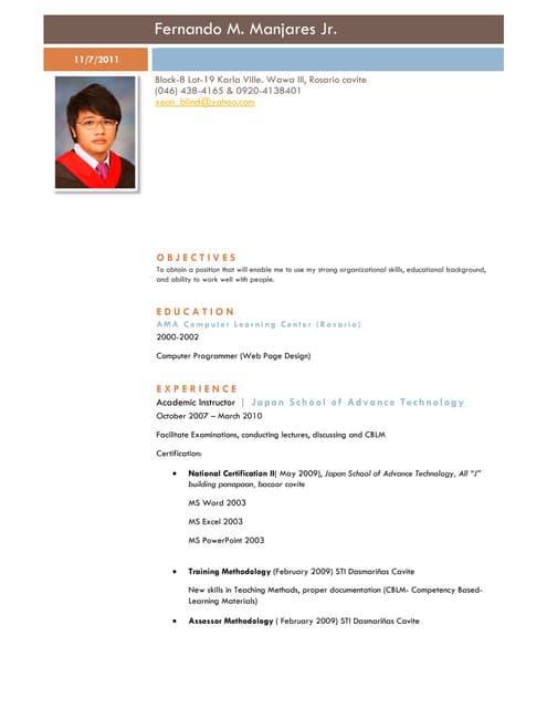 resume for OJT | DOCX | Technology & Computing