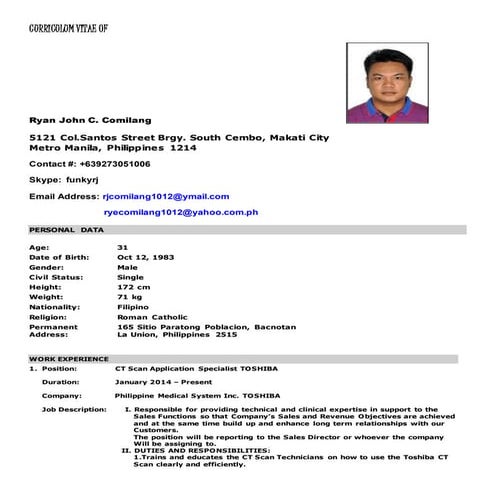 PERSONAL INFORMATION resume PDF