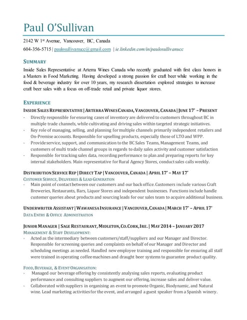 Paul O’Sullivan Resume | PDF