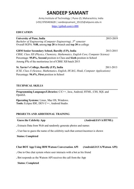 My resume | PDF | Operating Systems | Computer Software and Applications