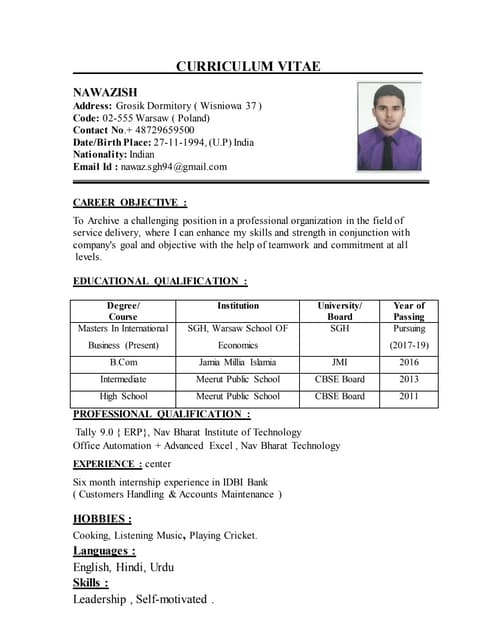 Resume (Vasu.N) 100 | PDF