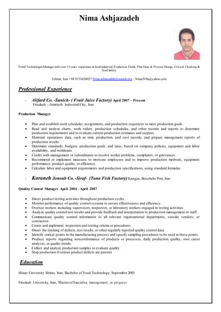 Olga Oyola - Resume | PDF | Manufacturing Industry | Industries