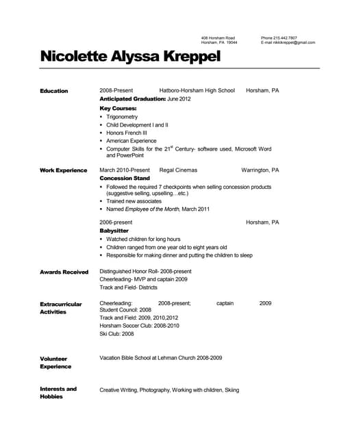 Resume sample 310 | DOC