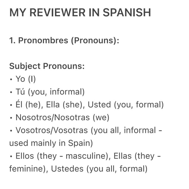 Spaning pronouns reviewer learning guide | PDF